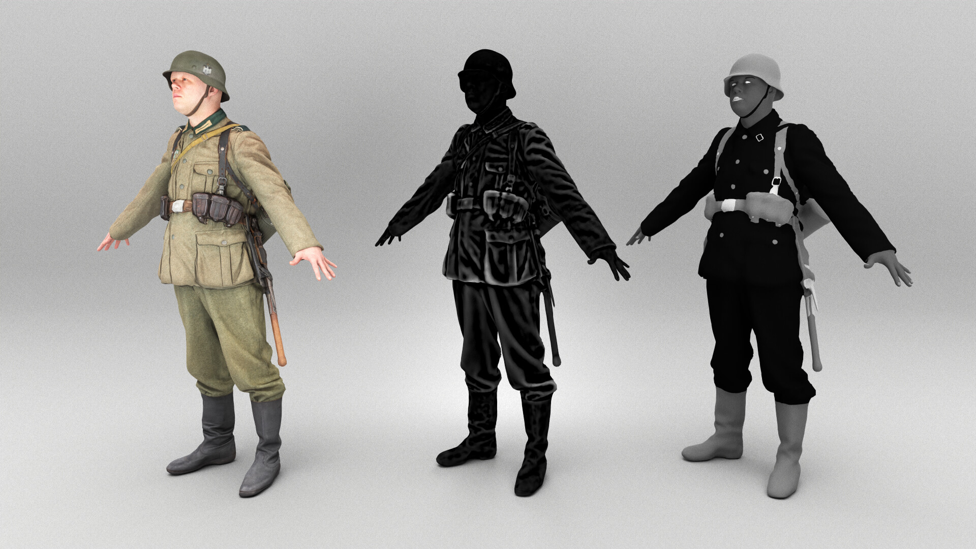 Fully Armored Wehrmacht Soldier in A-Pose 438 3D Model by deep3dstudio
