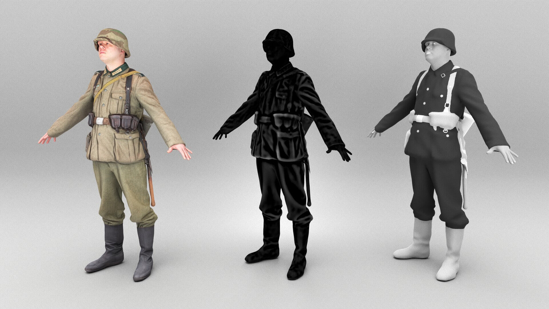 German Wehrmacht Soldier In Full Gear 383 - 3D Model by deep3dstudio