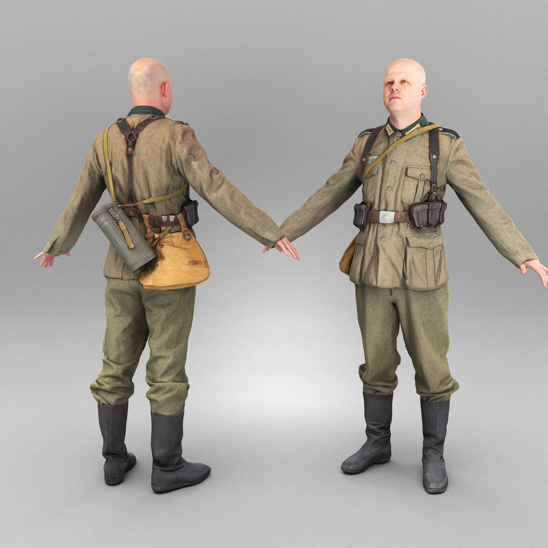 German Wehrmacht Soldier Ready for Animation 423 - 3D Model by deep3dstudio