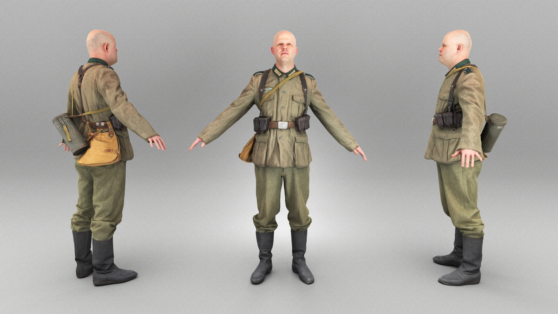 German Wehrmacht Soldier Ready for Animation 423 - 3D Model by deep3dstudio