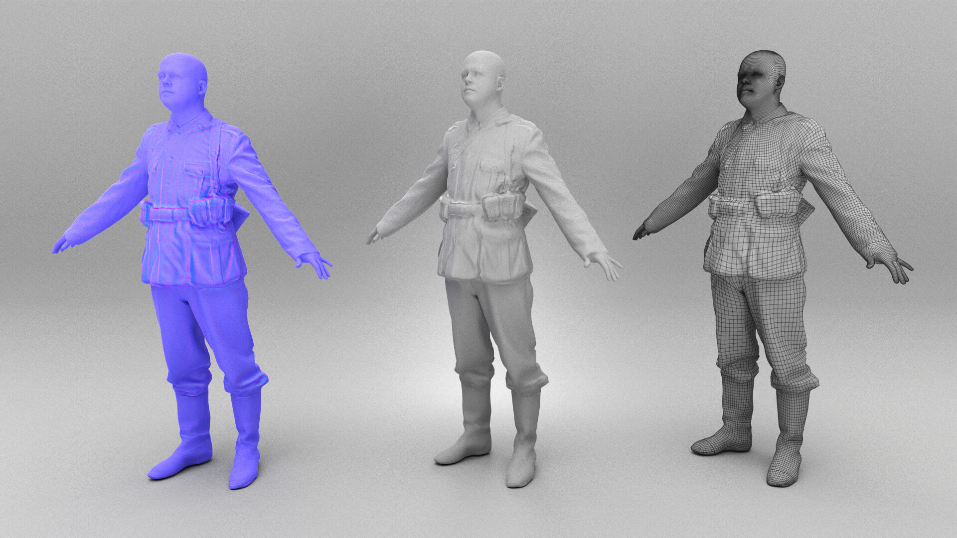 German Wehrmacht Soldier Ready for Animation 423 - 3D Model by deep3dstudio