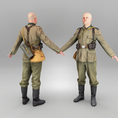 German Wehrmacht Soldier Ready for Animation 423 - 3D Model by deep3dstudio