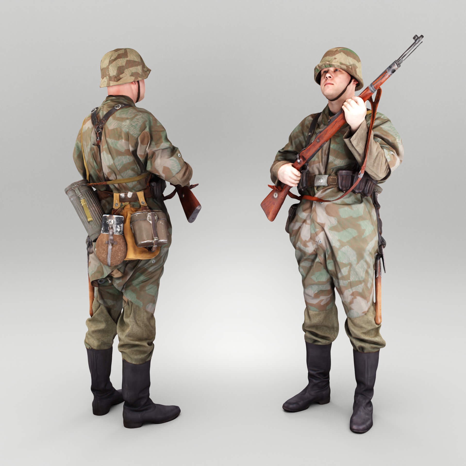 German Wehrmacht Soldier With Gun 436 - 3D Model by deep3dstudio