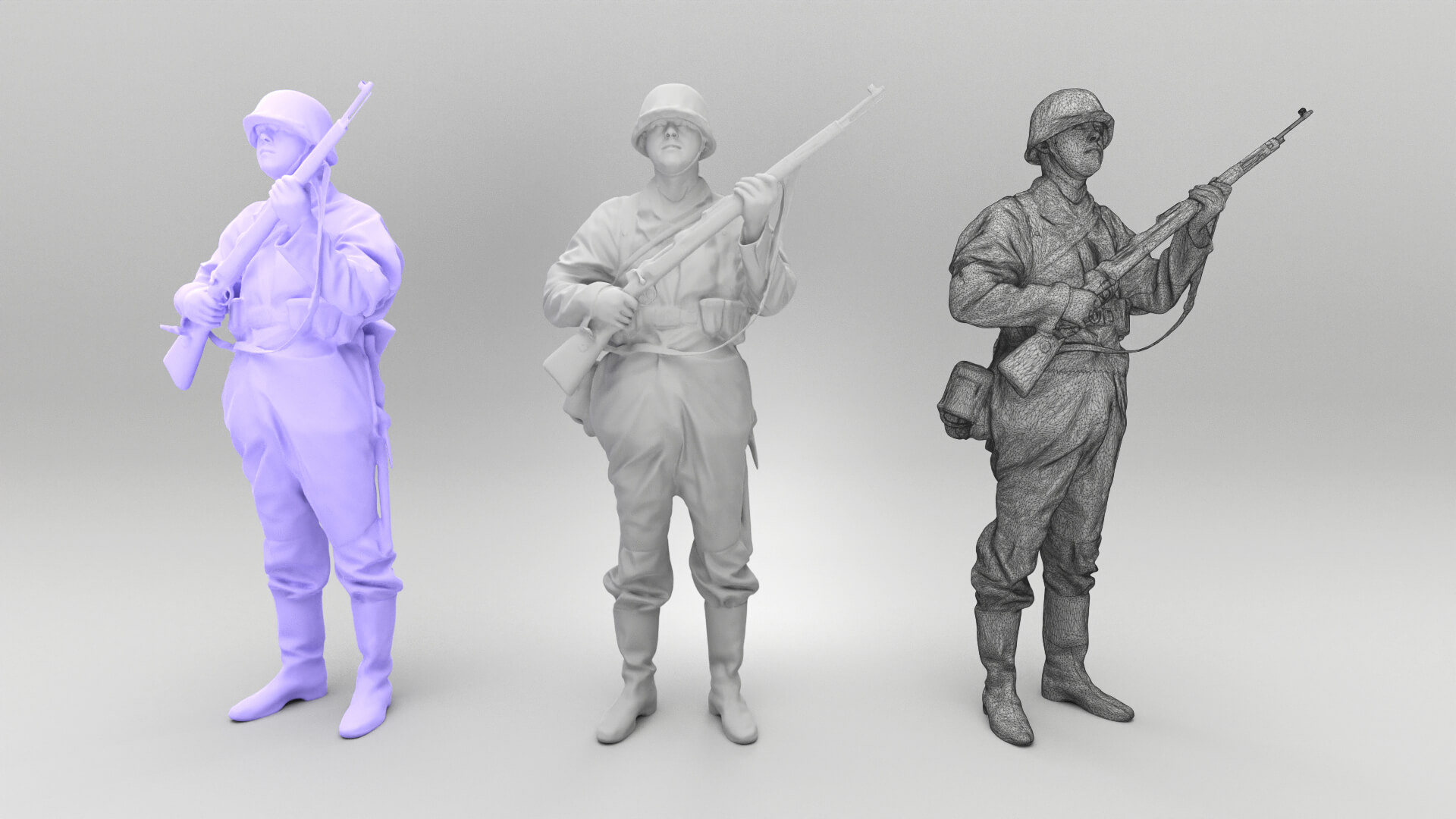 German Wehrmacht Soldier With Gun 436 - 3D Model by deep3dstudio