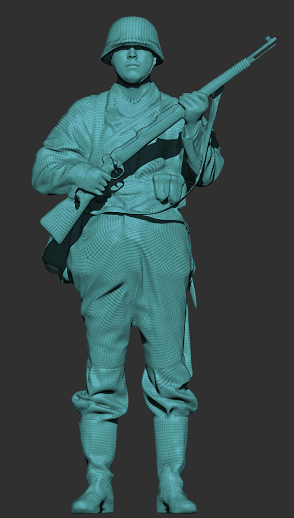 German Wehrmacht Soldier With Gun 436 - 3D Model by deep3dstudio