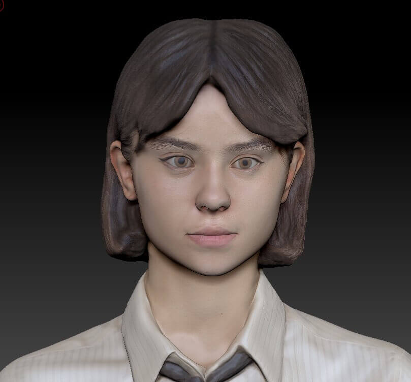 Girl In School Uniform In A-Pose 295 3D Model by deep3dstudio