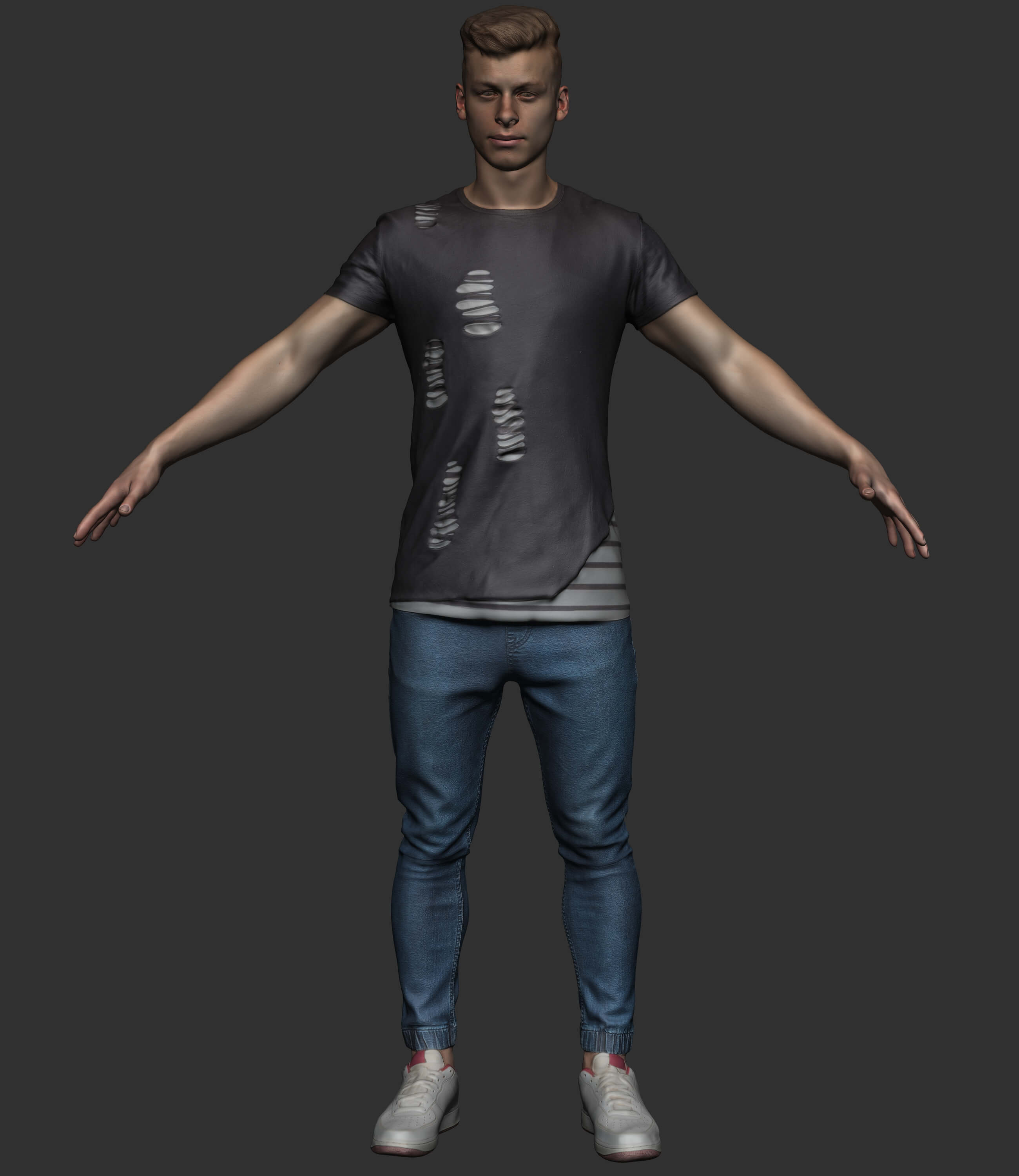 Handsome Man in Casual T-Shirt and Jeans 417 3D Model by deep3dstudio
