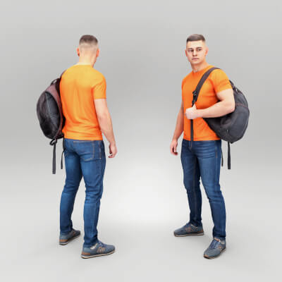 Handsome Man With Backpack 430 - 3D Model by deep3dstudio