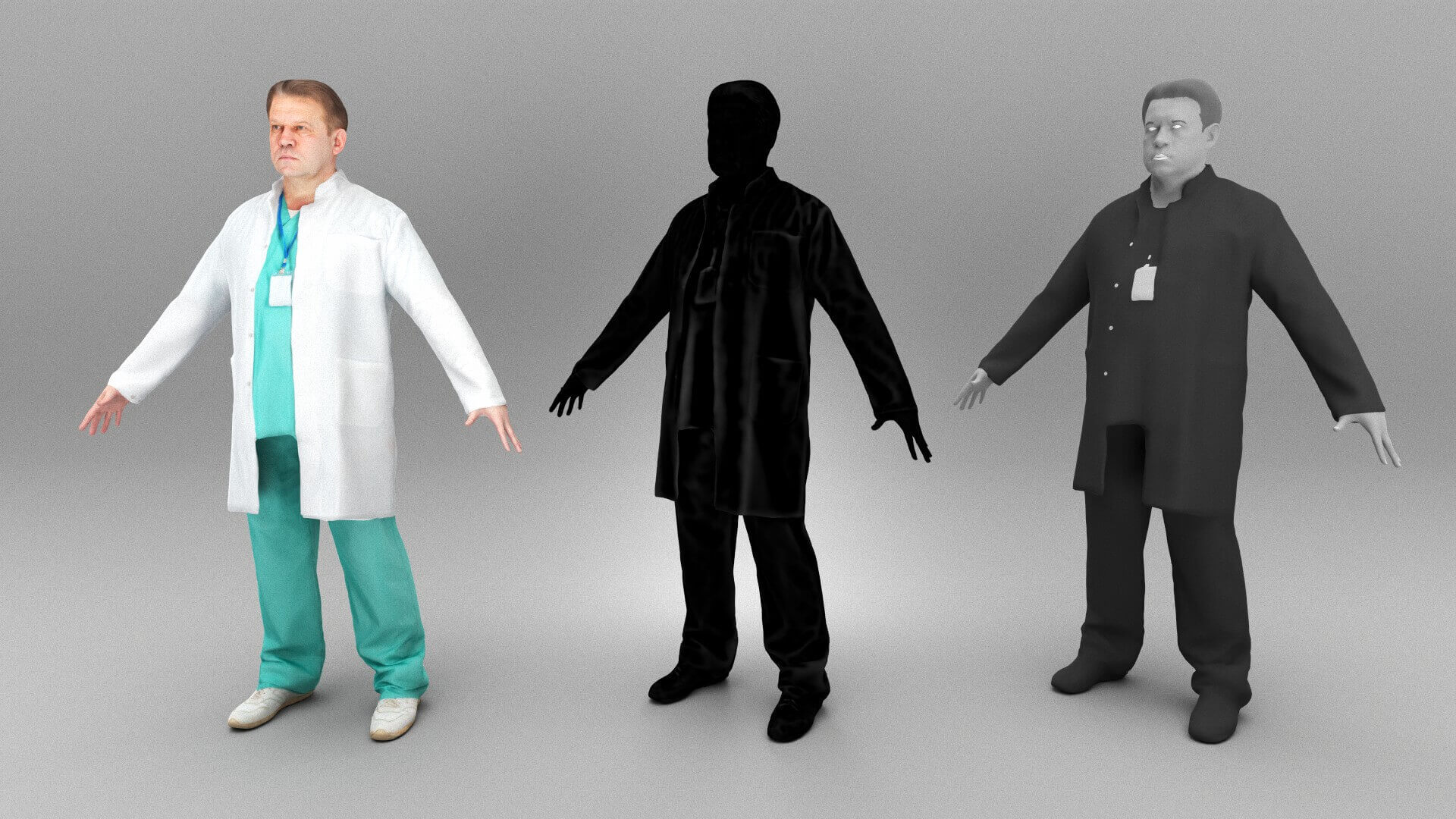 Male Doctor In Uniform Ready For Animation 370 - 3D Model by deep3dstudio