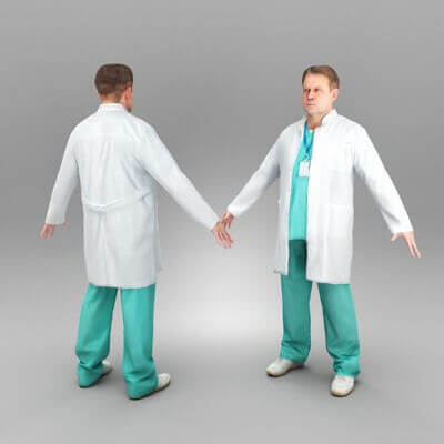 Male Doctor In Uniform Ready For Animation 370 - 3D Model by deep3dstudio