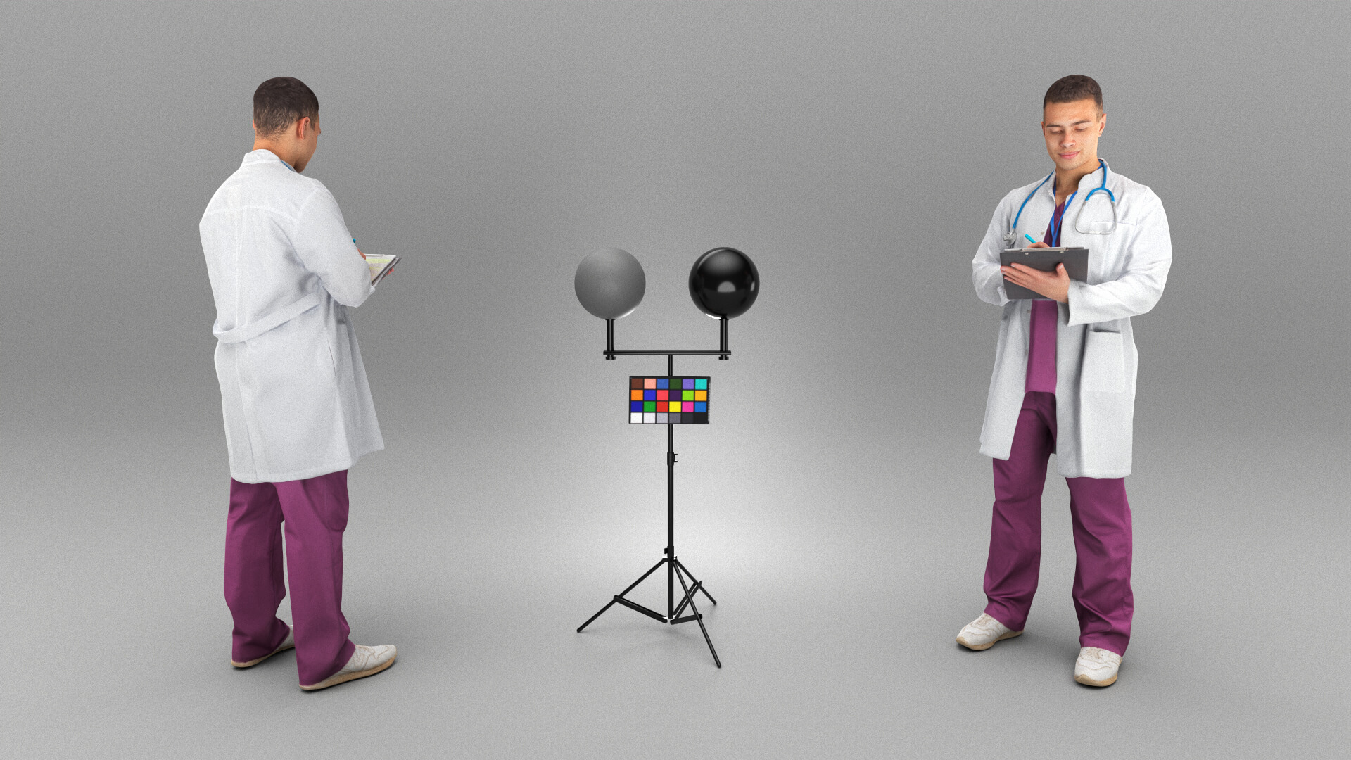 Male Doctor Standing With Folder 419 - 3D Model by deep3dstudio