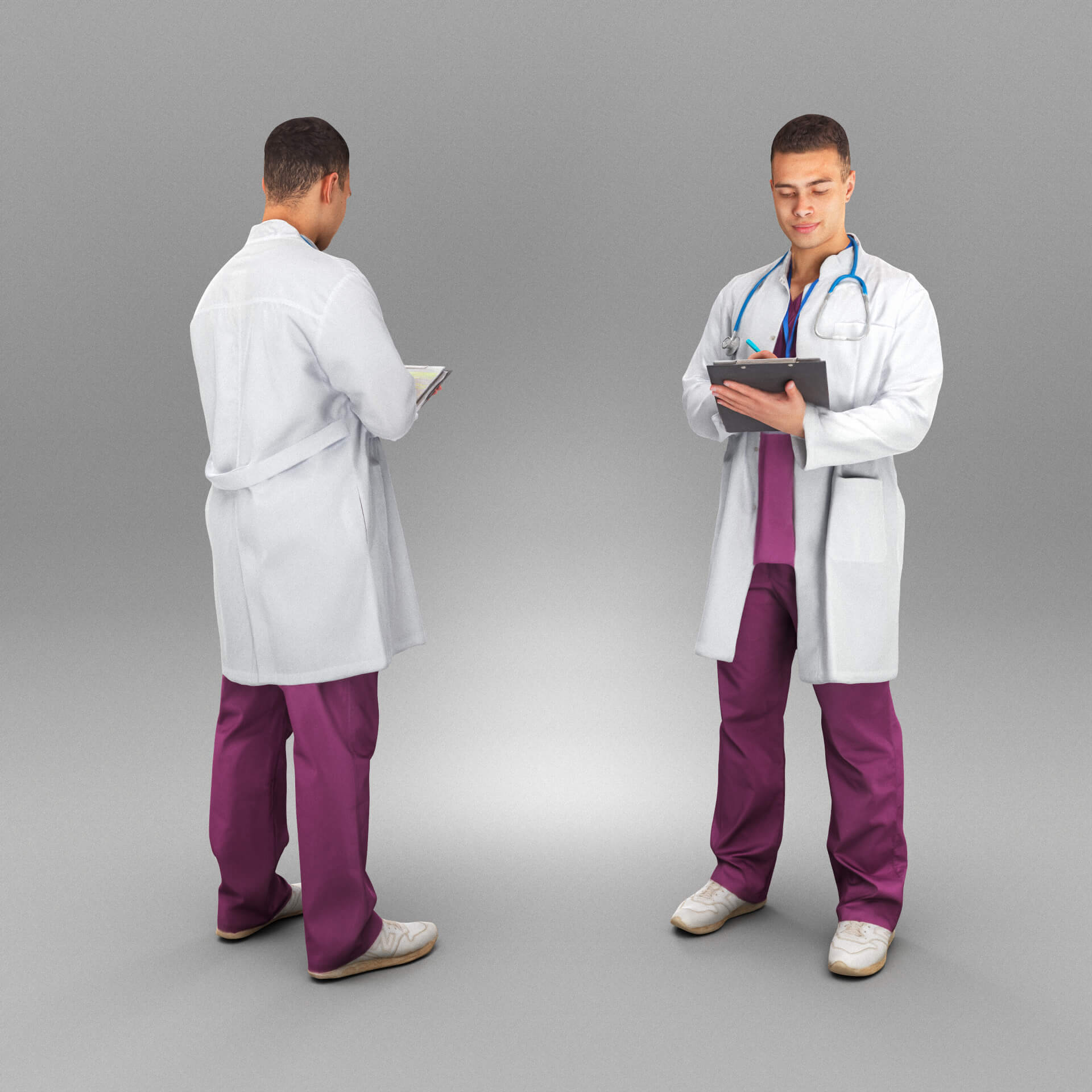 Male Doctor Standing With Folder 419 - 3D Model by deep3dstudio