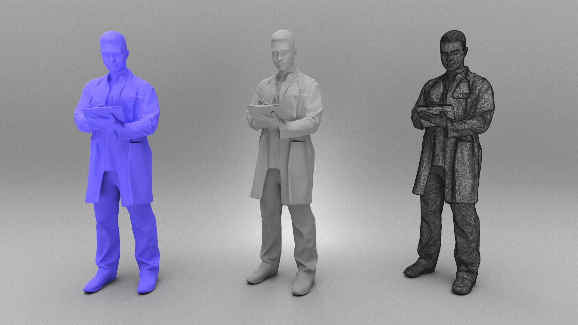 Male Doctor Standing With Folder 419 - 3D Model by deep3dstudio