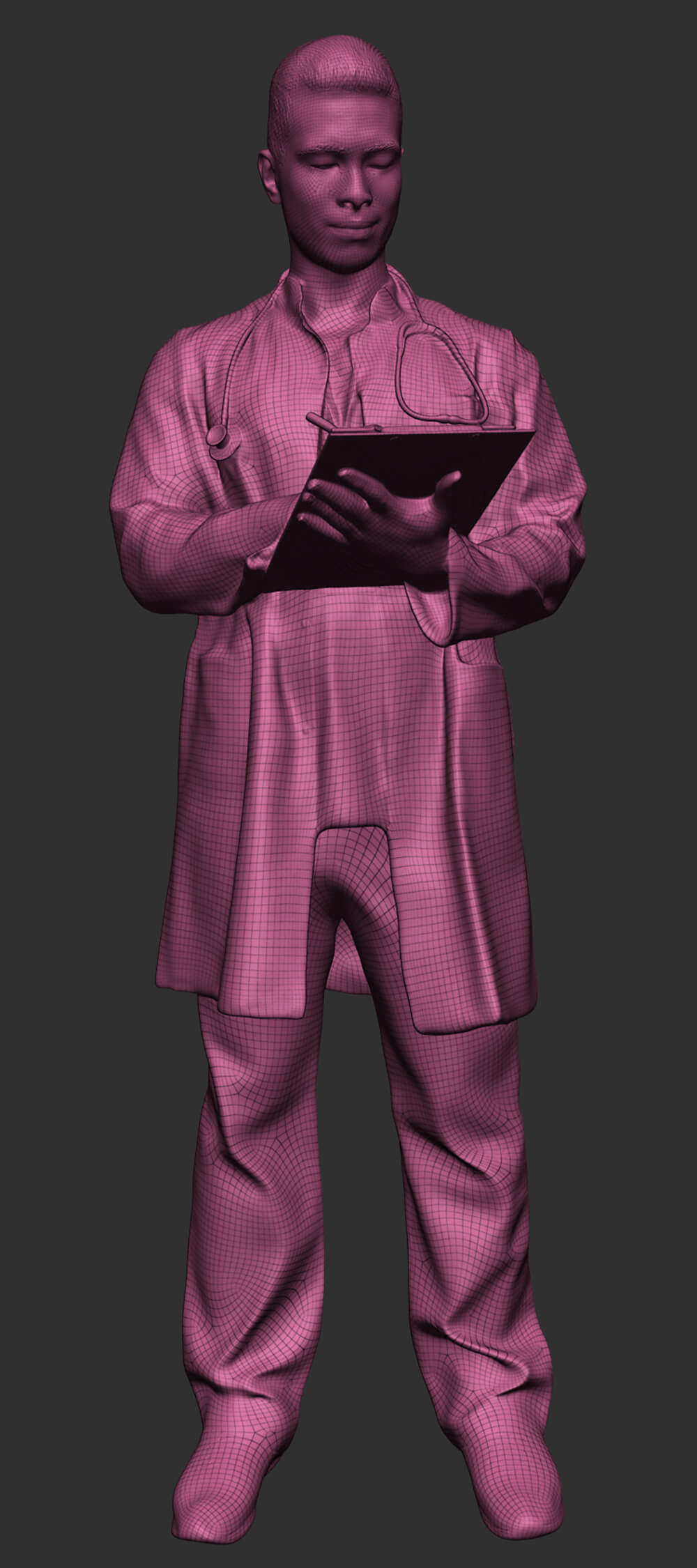 Male Doctor Standing With Folder 419 - 3D Model by deep3dstudio