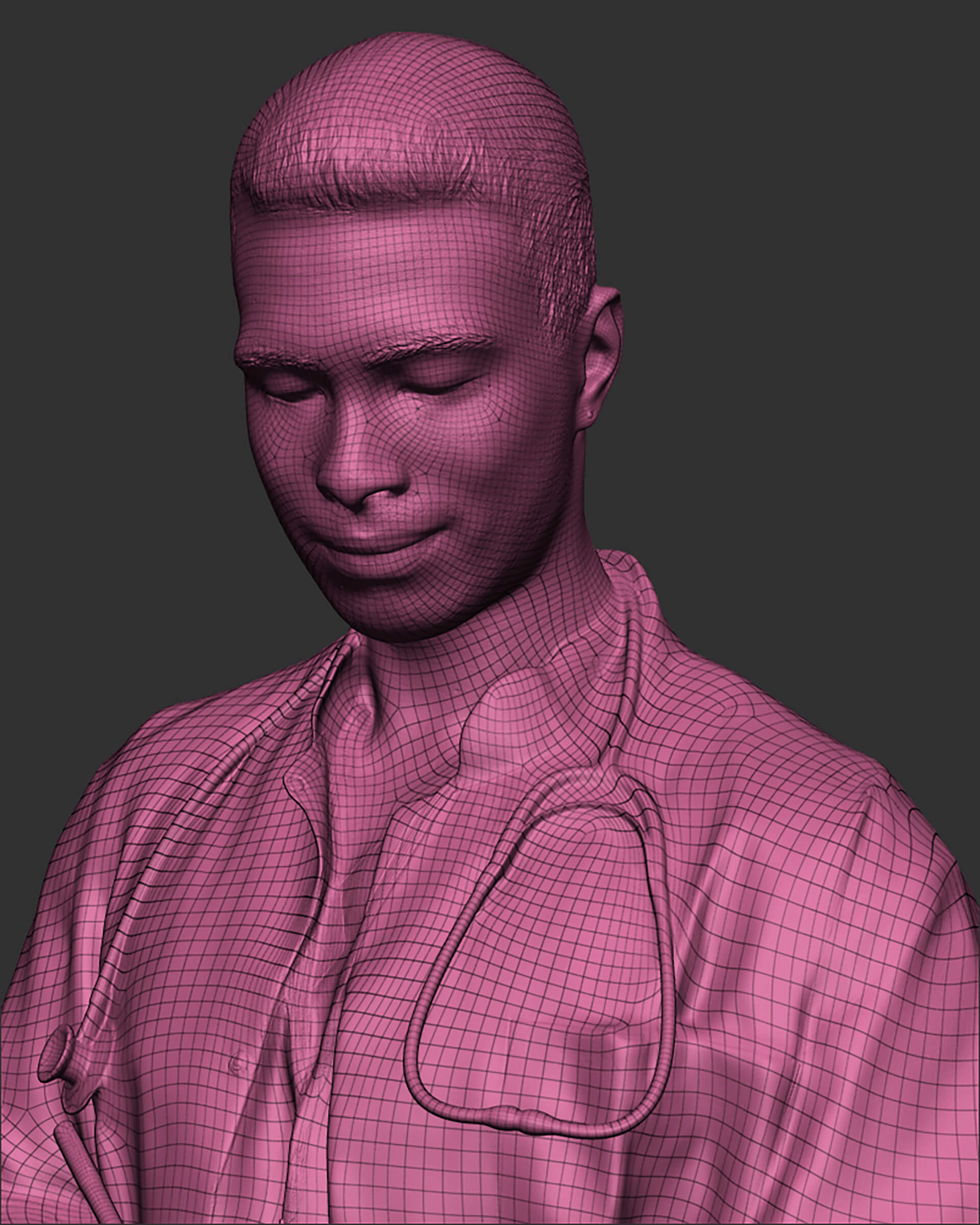 Male Doctor Standing With Folder 419 - 3D Model by deep3dstudio