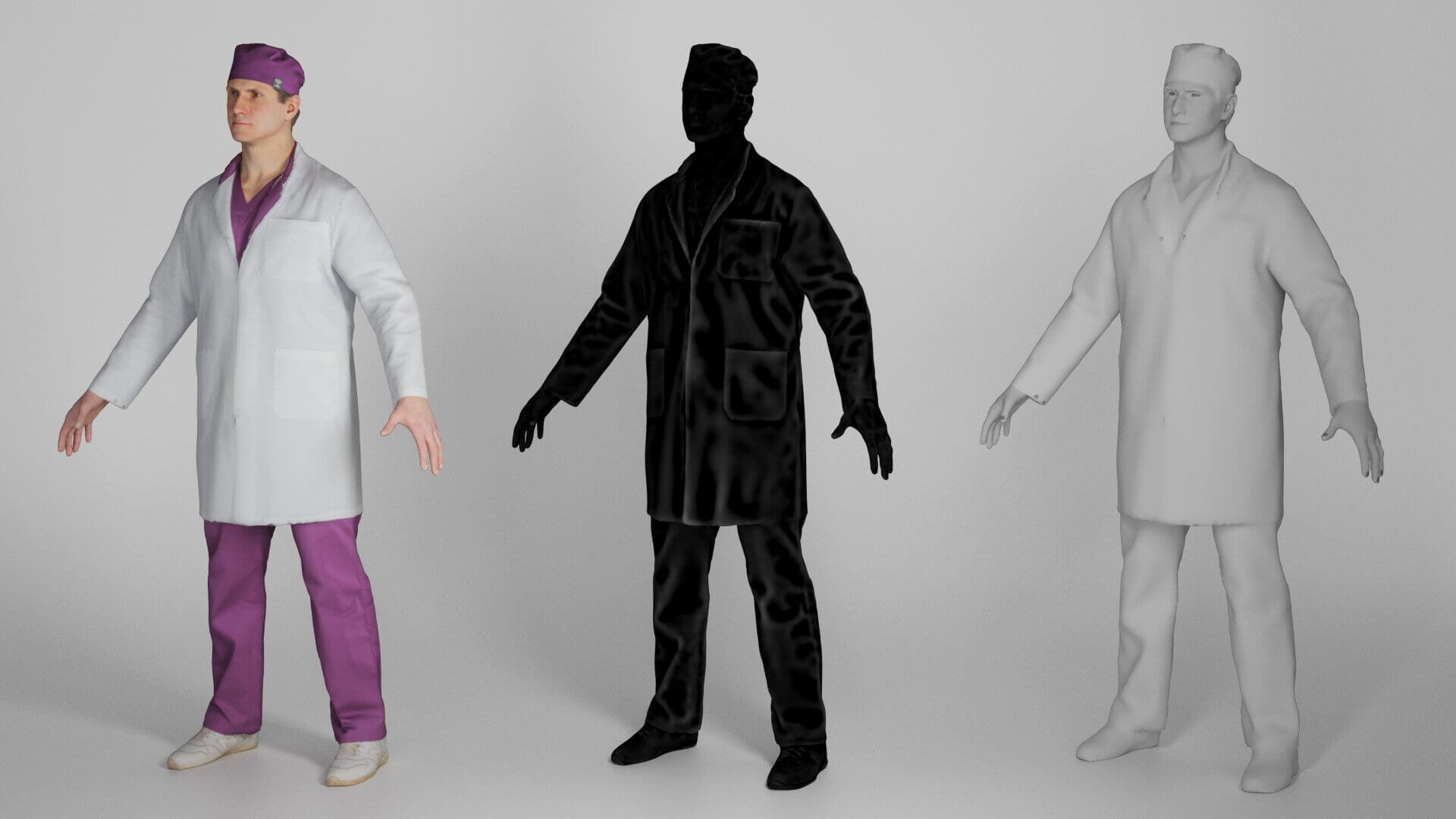 Male Medical Doctor in A-Pose 355 3D Model by deep3dstudio