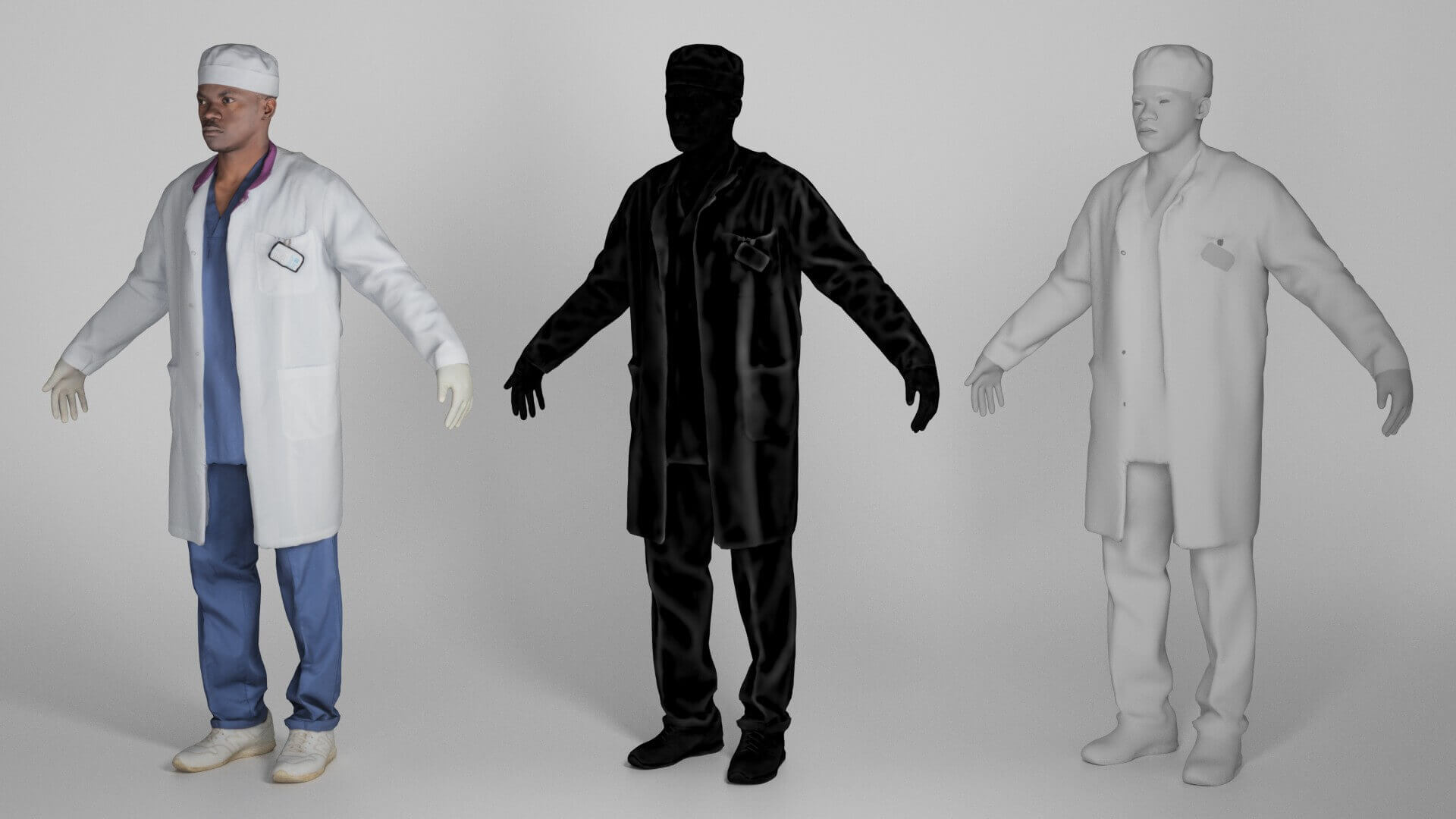 Male Young Medical Doctor In A-Pose 321 3D Model by deep3dstudio