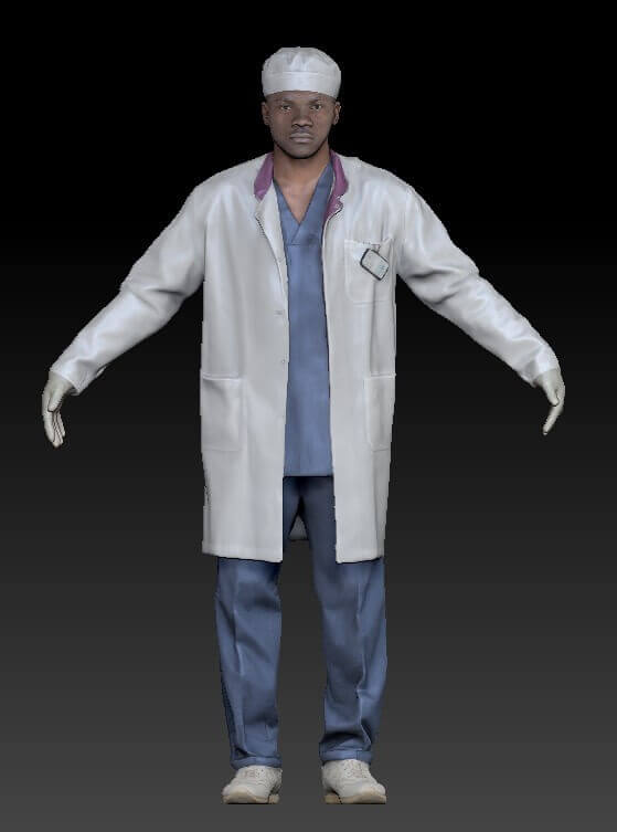 Male Young Medical Doctor In A-Pose 321 3D Model by deep3dstudio