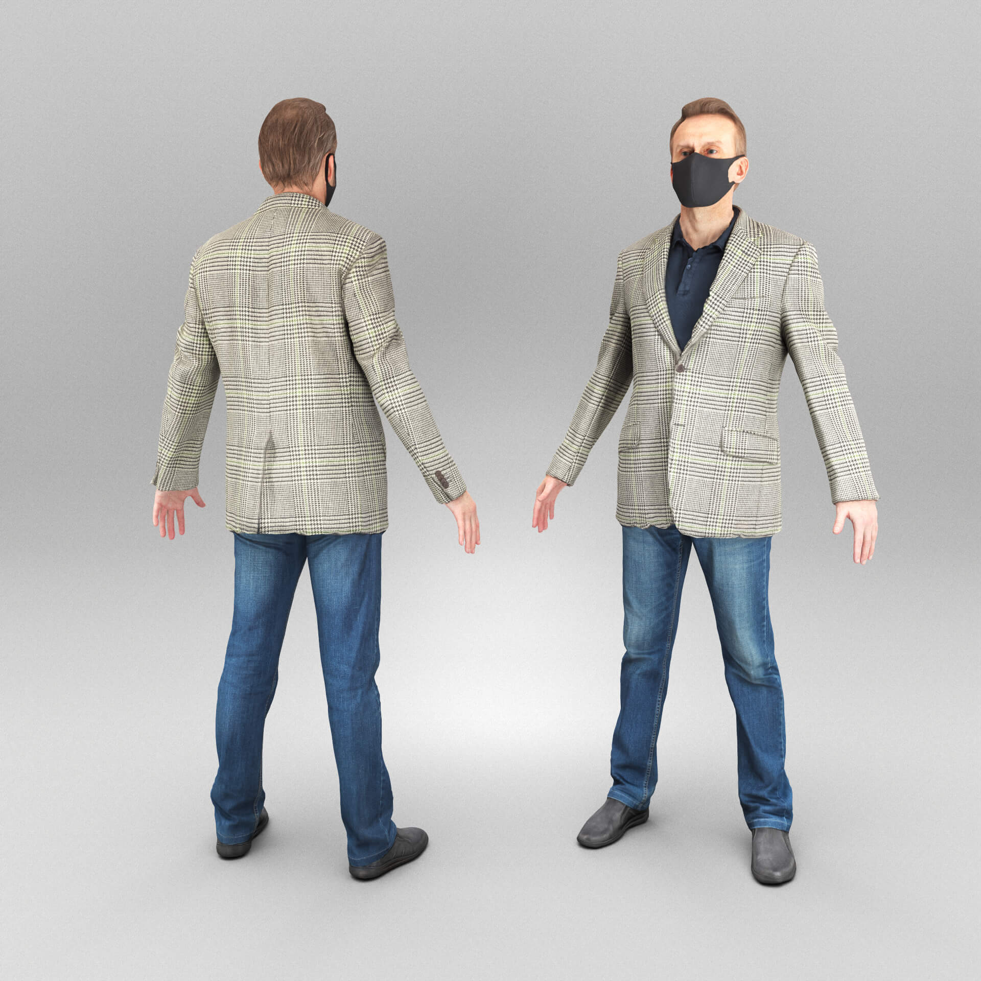 Man in Blazer and Jeans Ready for Animation 434 - 3D Model by deep3dstudio
