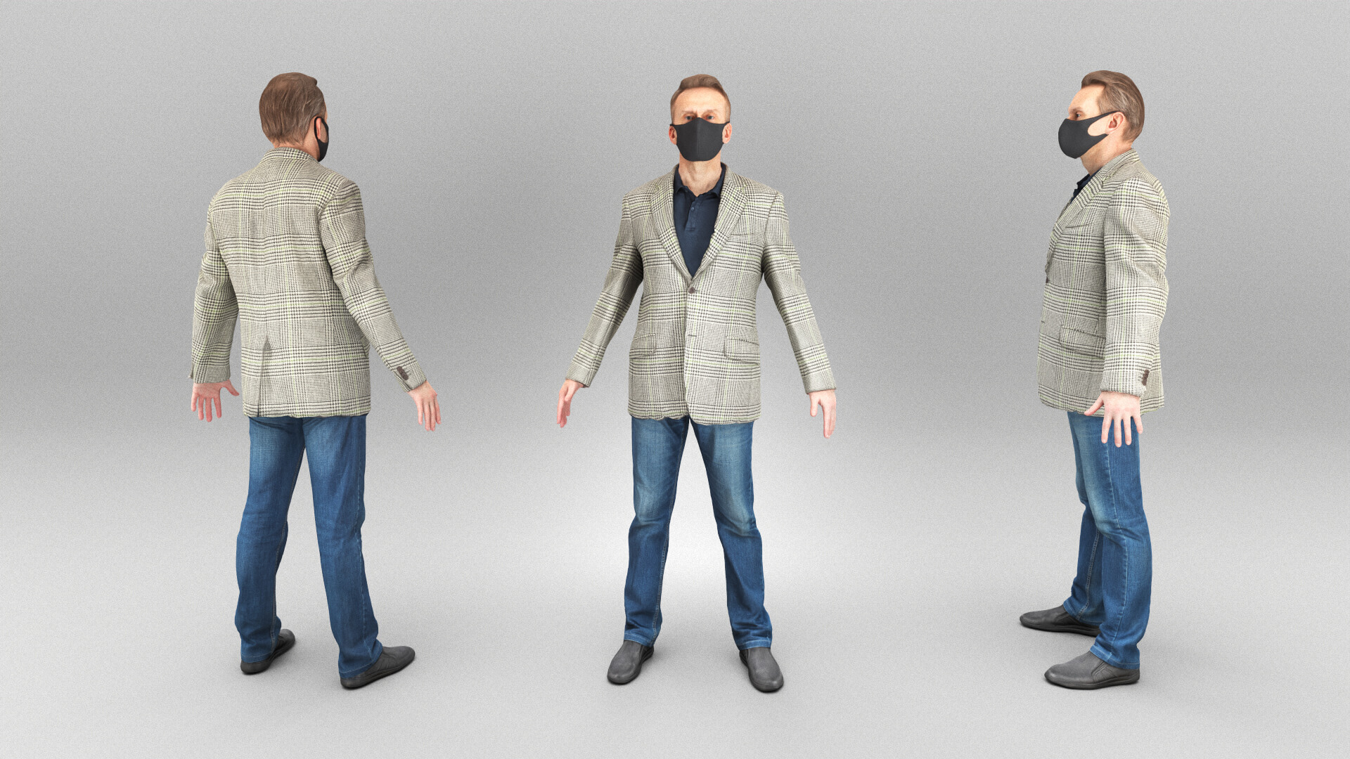 Man in Blazer and Jeans Ready for Animation 434 - 3D Model by deep3dstudio