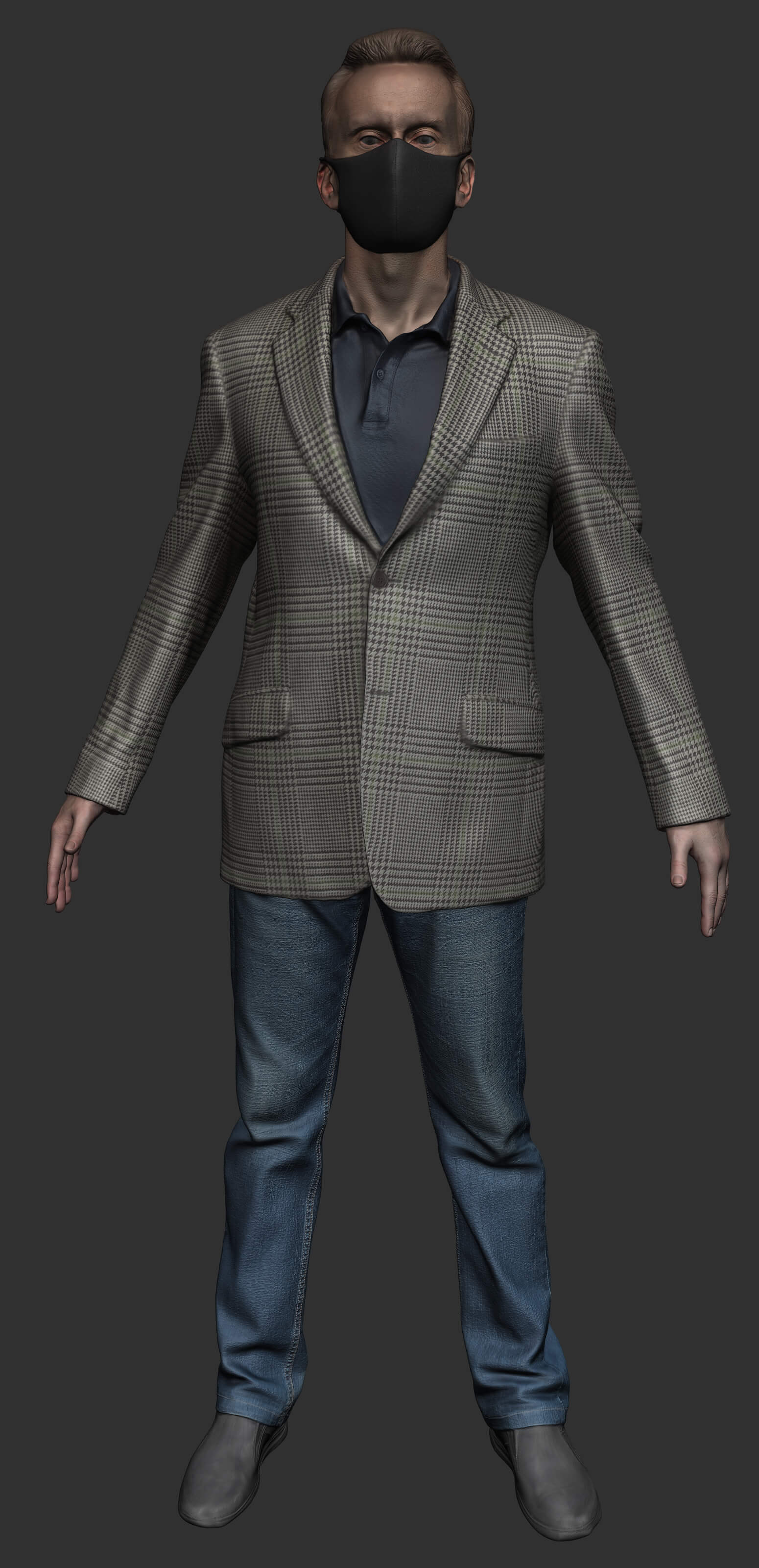 Man in Blazer and Jeans Ready for Animation 434 - 3D Model by deep3dstudio