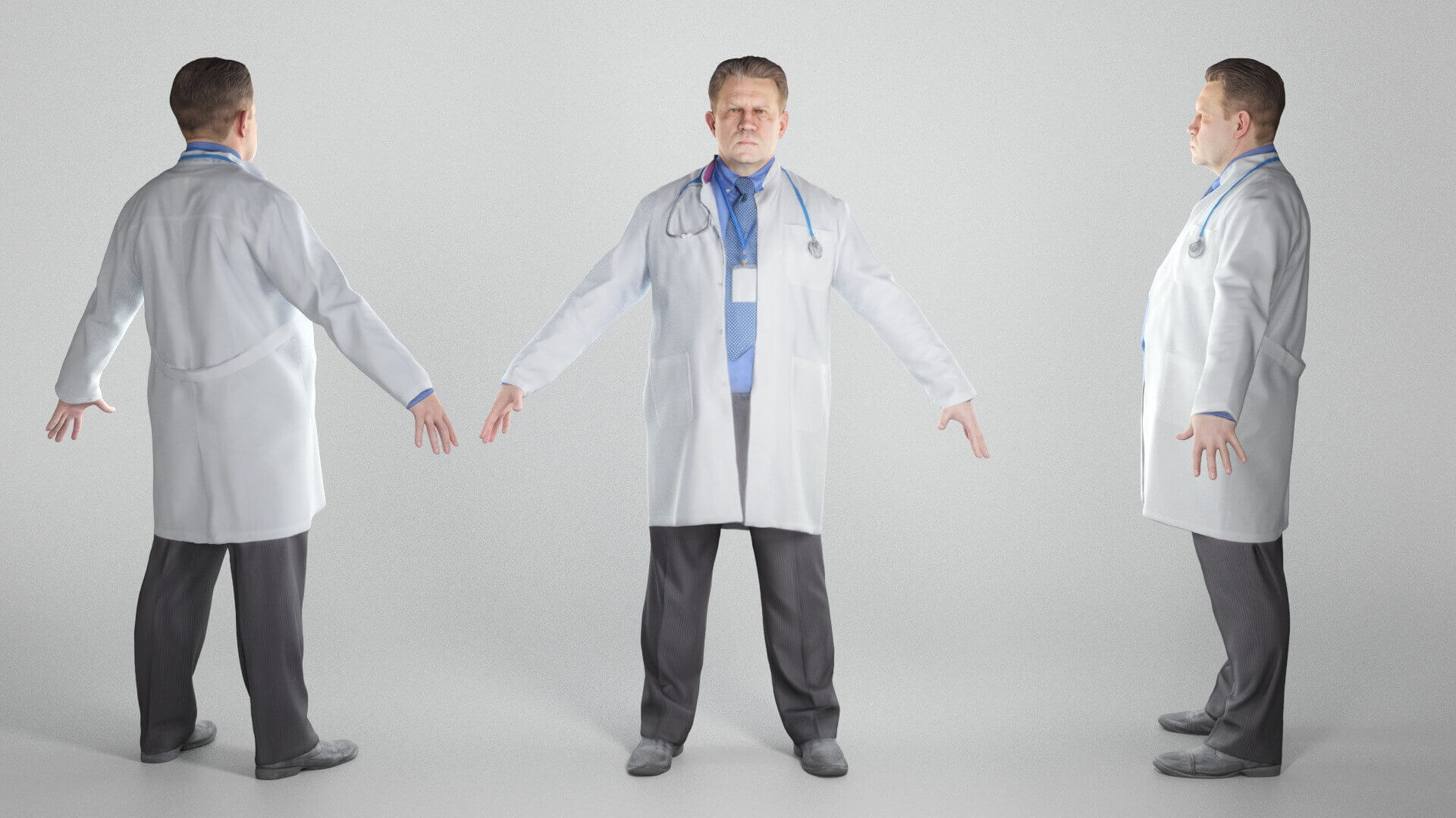 Man In Lab Coat In A-Pose 332 3D Model by deep3dstudio