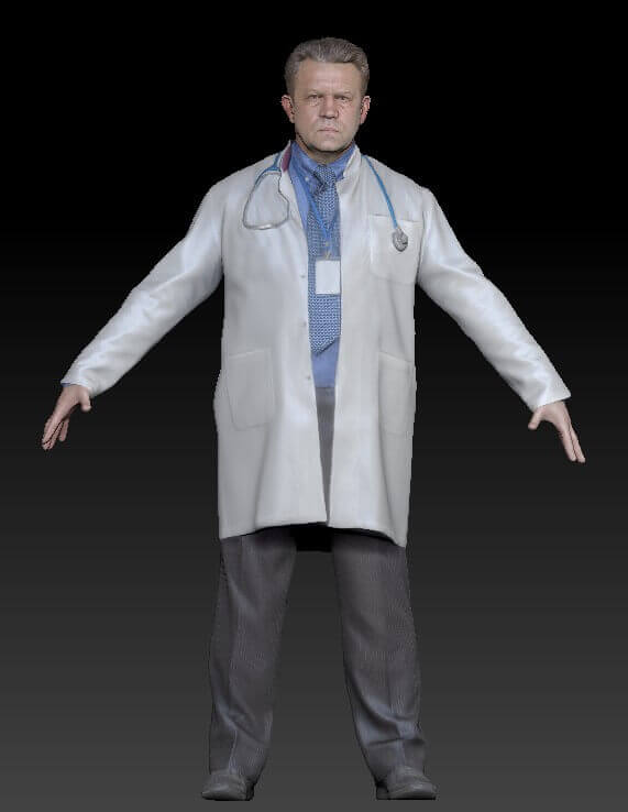 Man In Lab Coat In A-Pose 332 3D Model by deep3dstudio