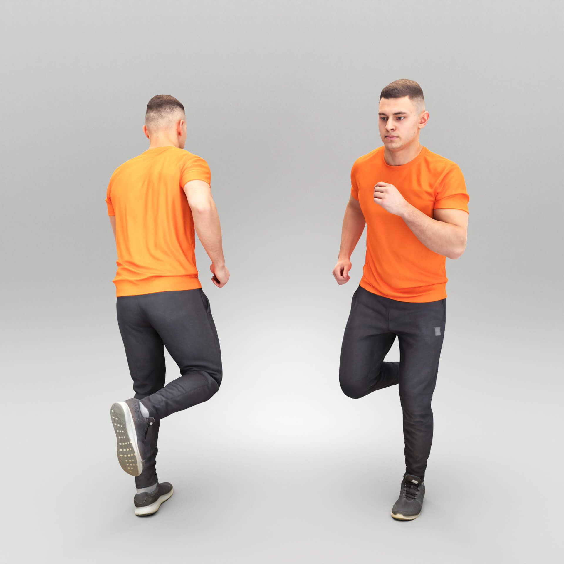 Man in Orange T-Shirt Running 435 3D Model by deep3dstudio