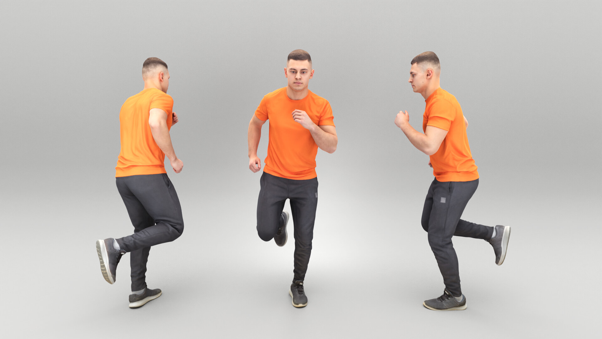 Man in Orange T-Shirt Running 435 3D Model by deep3dstudio