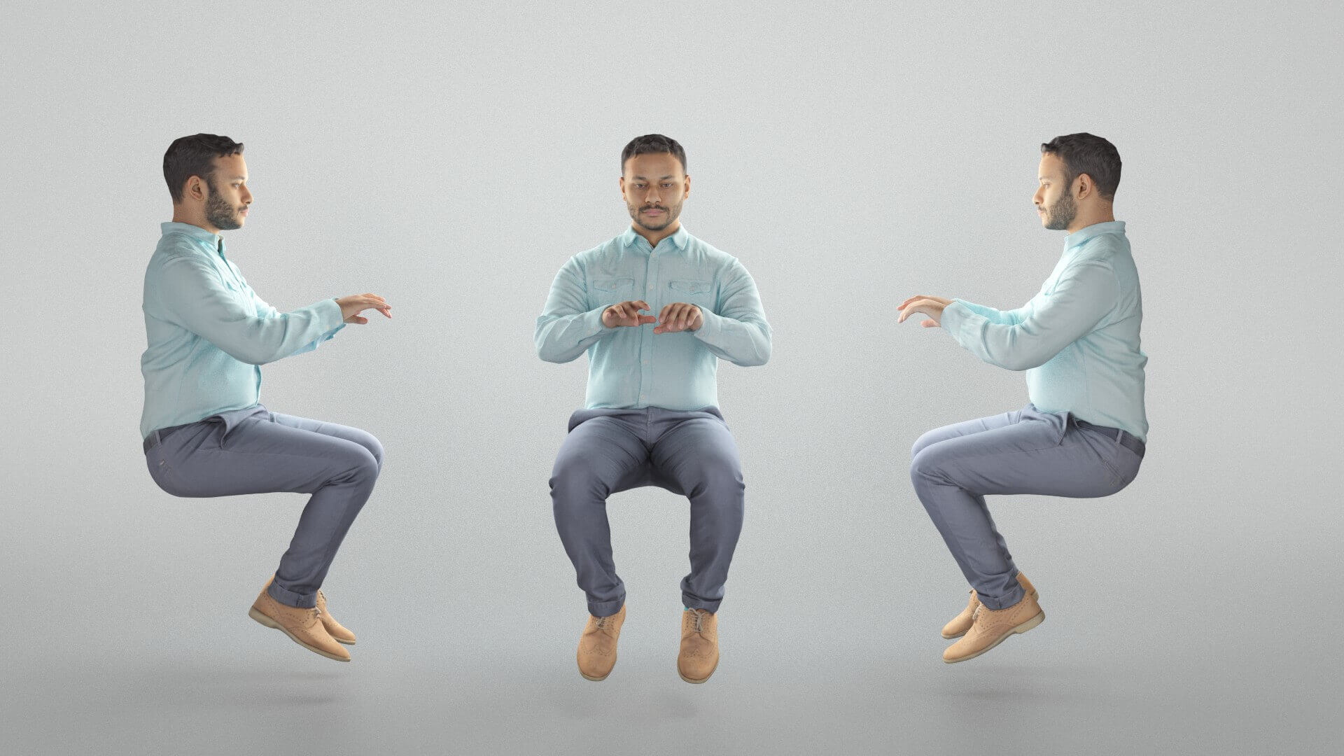 Man Sitting And Using Laptop 357 - 3D Model by deep3dstudio