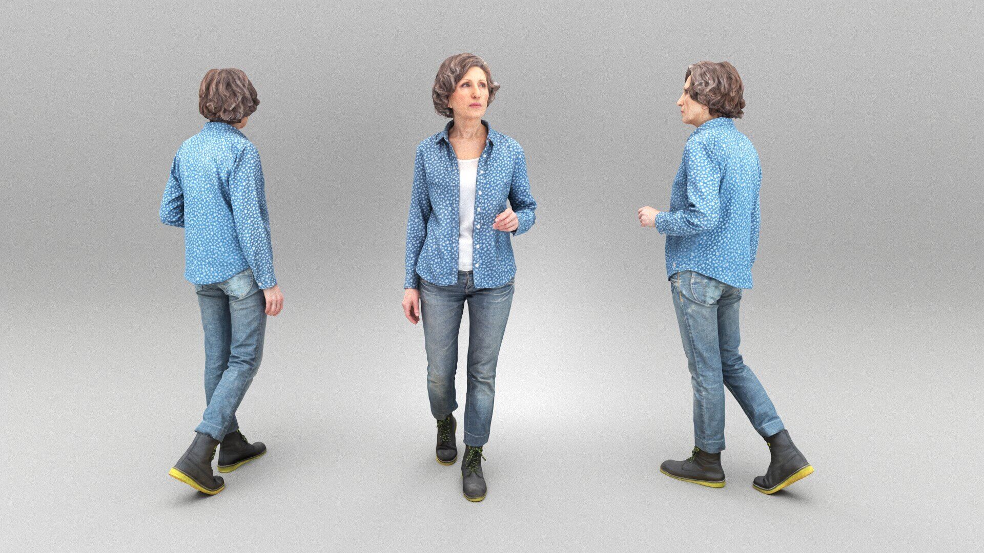 Mature Woman Walking 329 - 3D Model by deep3dstudio