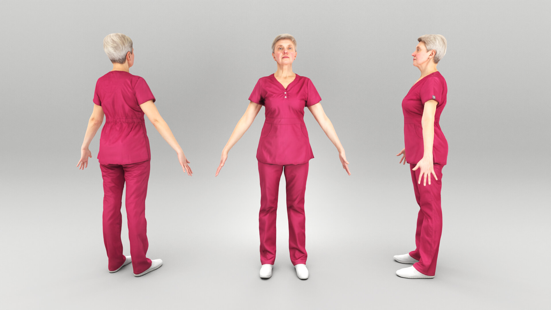 Nurse in Pink Uniform Ready for Animation 447 - 3D Model by deep3dstudio