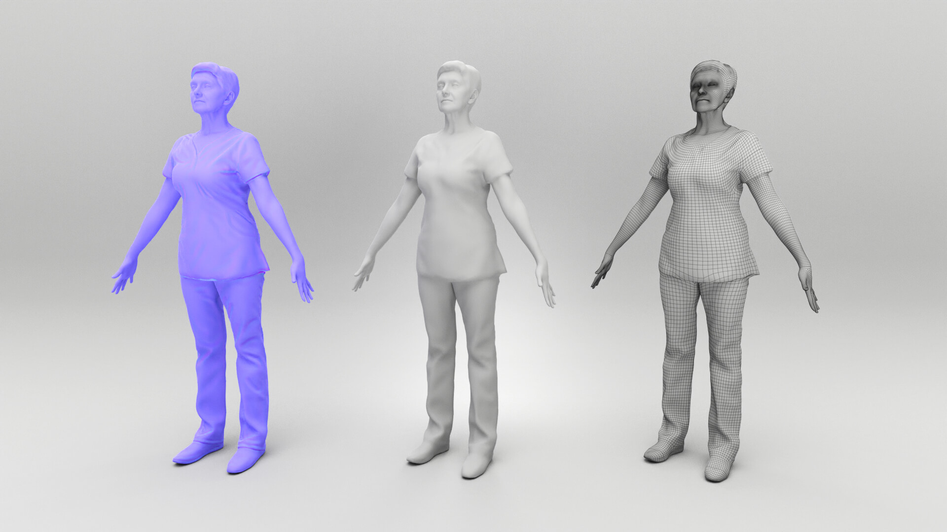 Nurse in Pink Uniform Ready for Animation 447 - 3D Model by deep3dstudio