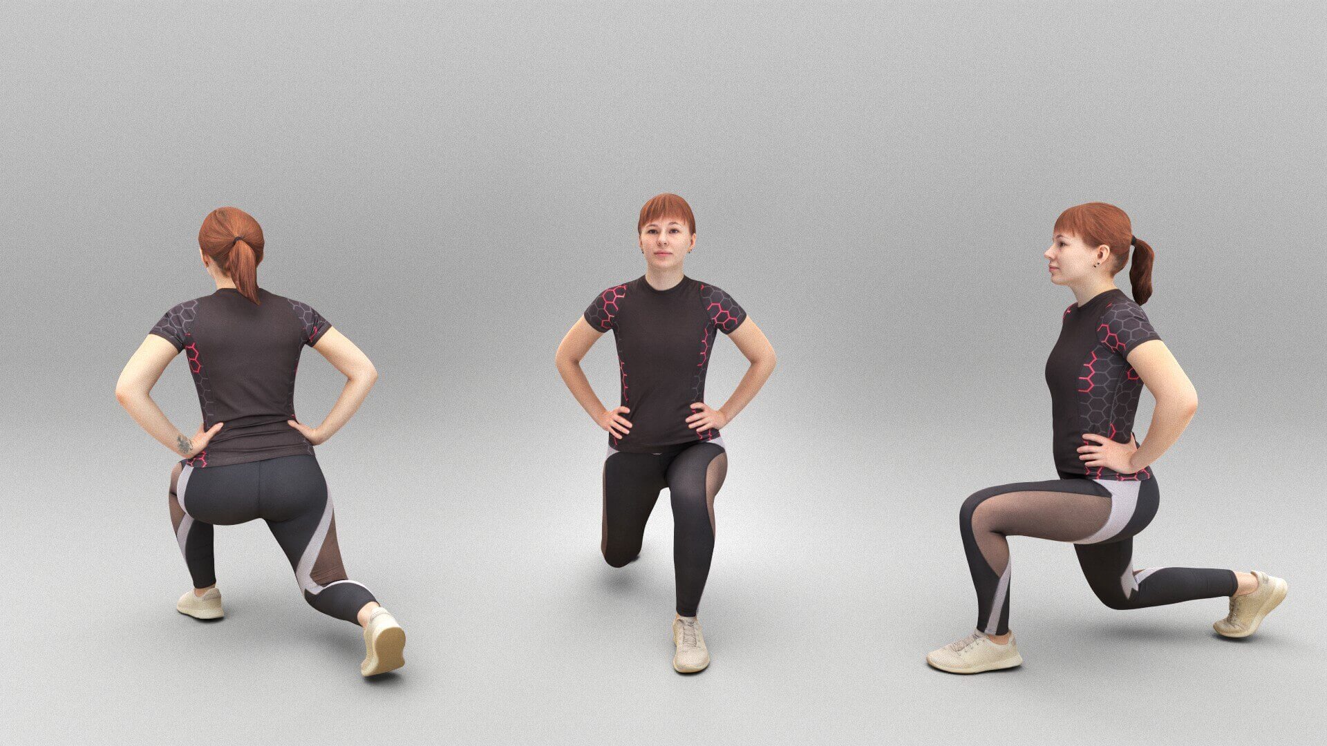 Pretty Woman Doing Stretching 342 - 3D Model by deep3dstudio