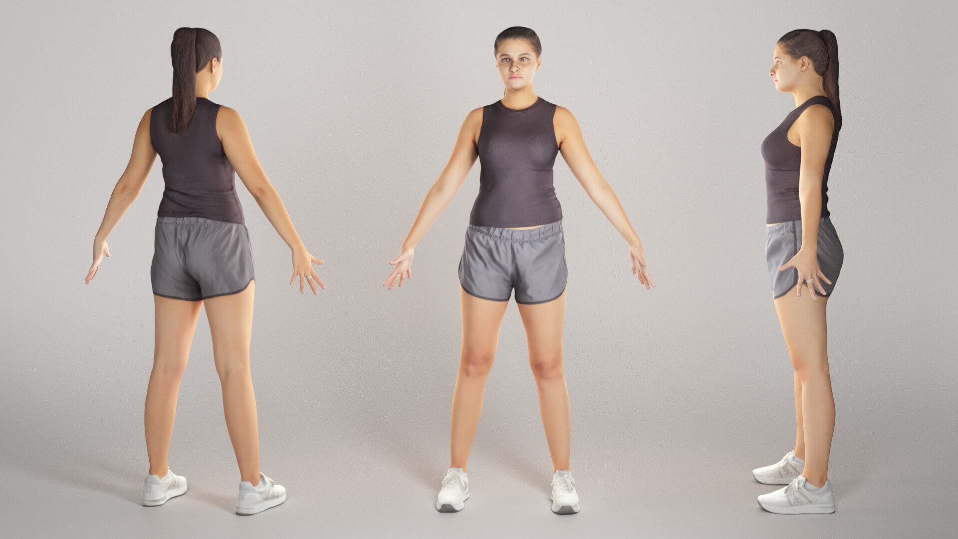 Pretty Young Woman In A-Pose 279 3D Model by deep3dstudio