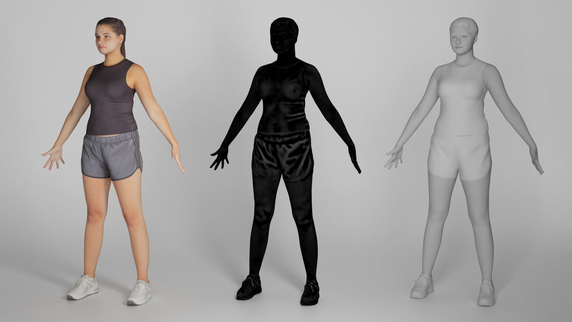 Pretty Young Woman In A-Pose 279 3D Model by deep3dstudio