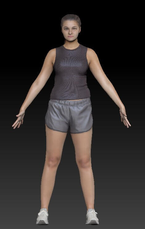 Pretty Young Woman In A-Pose 279 3D Model by deep3dstudio