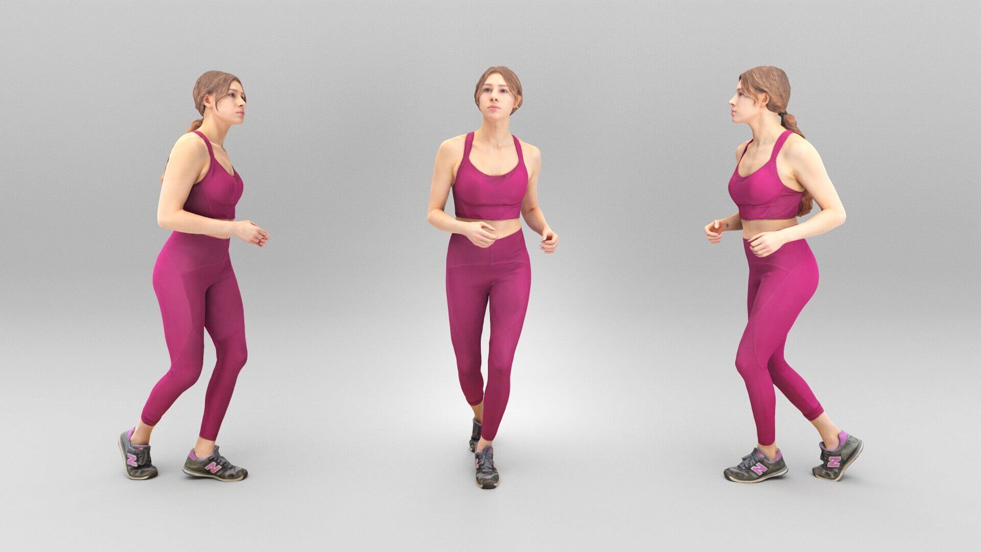 Pretty Young Woman Running 331 - 3D Model by deep3dstudio