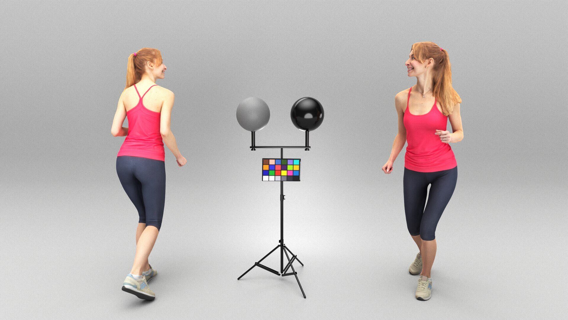 Smiling Young Woman Running 371 - 3D Model by deep3dstudio