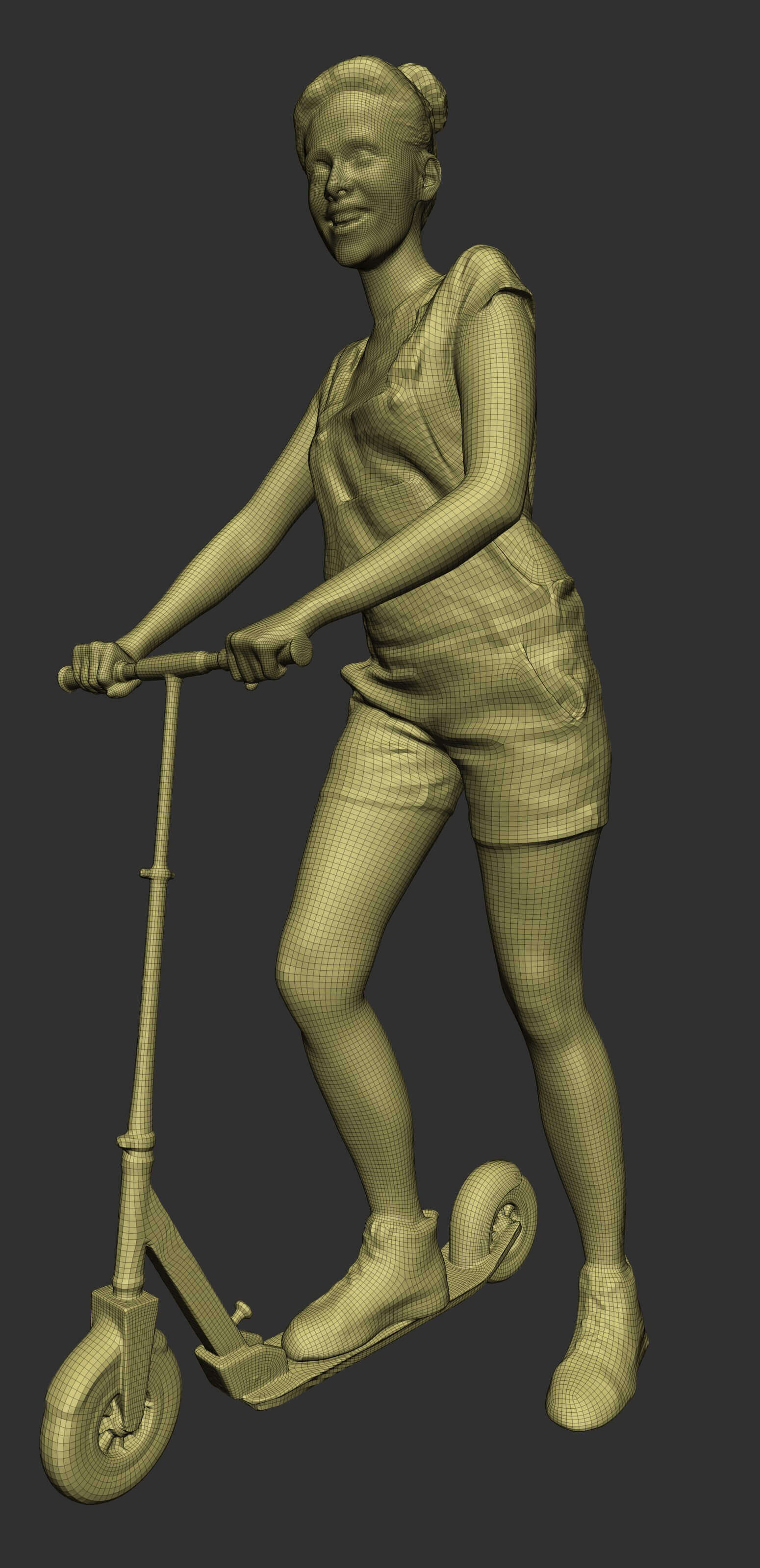 Smiling Young Woman with Scooter 360 - 3D Model by deep3dstudio