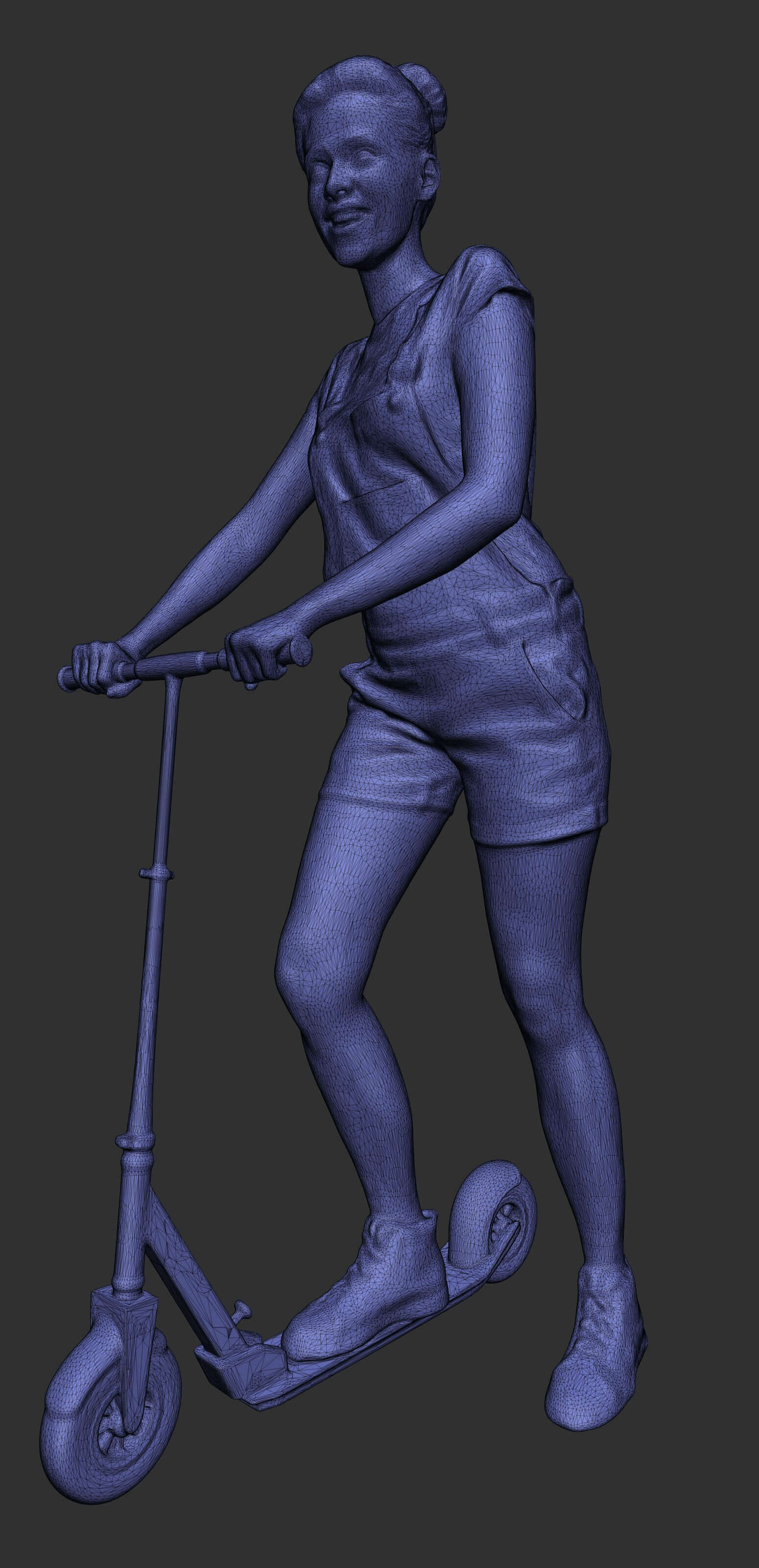 Smiling Young Woman with Scooter 360 - 3D Model by deep3dstudio