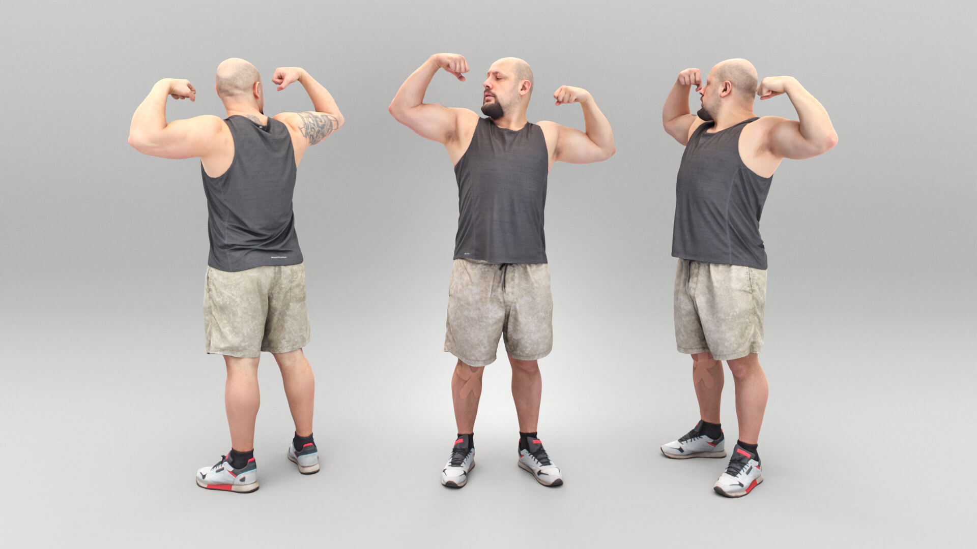 Sporty Man Demonstrating Muscles 408 - 3D Model by deep3dstudio