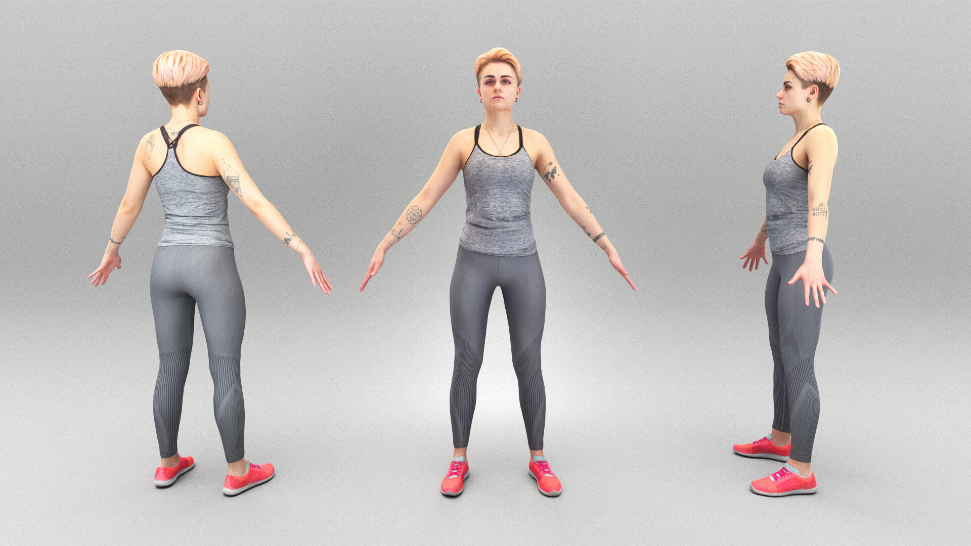 Sporty Woman in Gray Outfit Ready for Animation 412 - 3D Model by ...