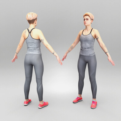 Sporty Woman in Gray Outfit Ready for Animation 412 - 3D Model by ...
