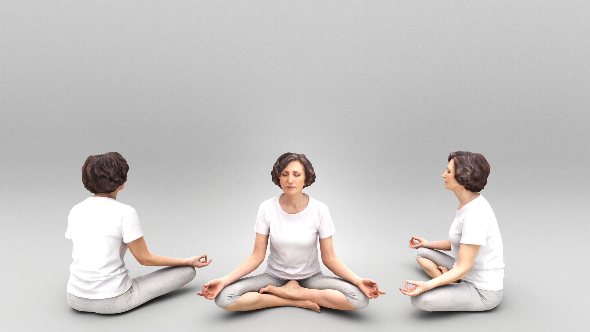 Woman in Lotus Position Meditating 440 - 3D Model by deep3dstudio