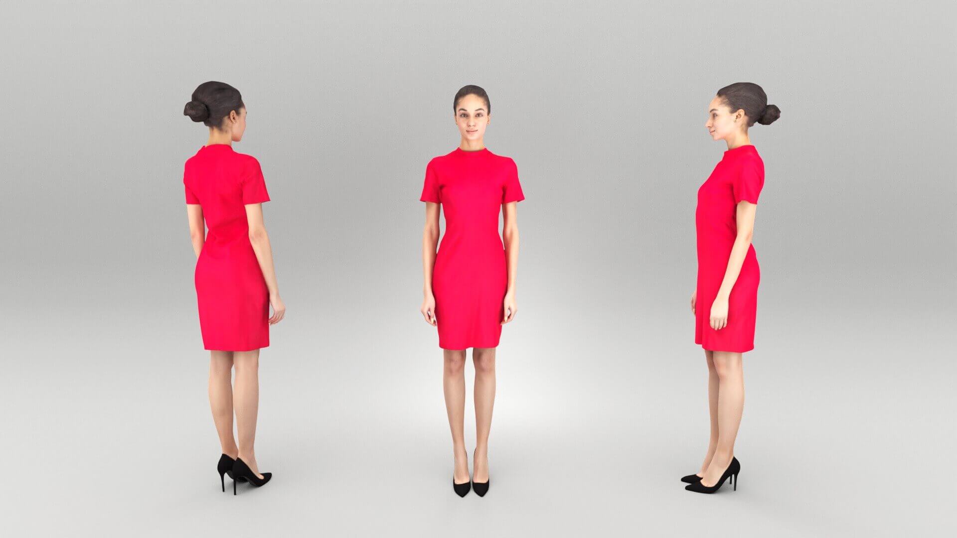 Woman in Red Dress 377 - 3D Model by deep3dstudio