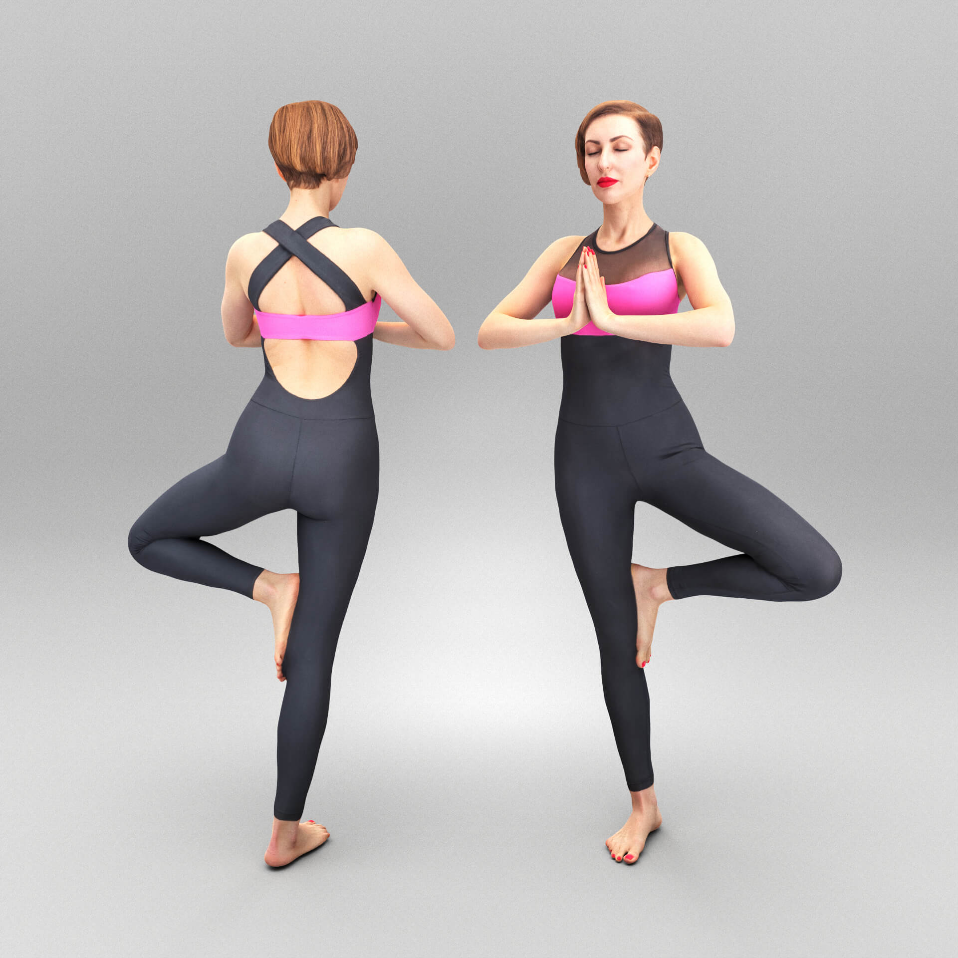 Woman in Yoga Pose 409 - 3D Model by deep3dstudio