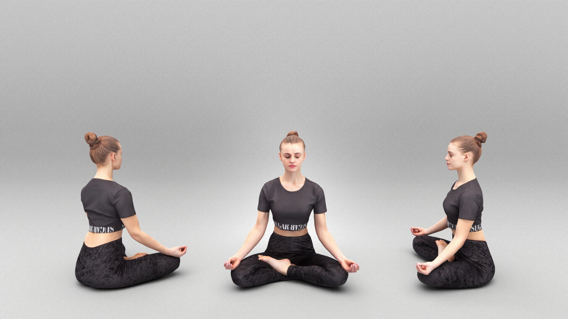Woman Sitting in Yoga Pose 362 - 3D Model by deep3dstudio