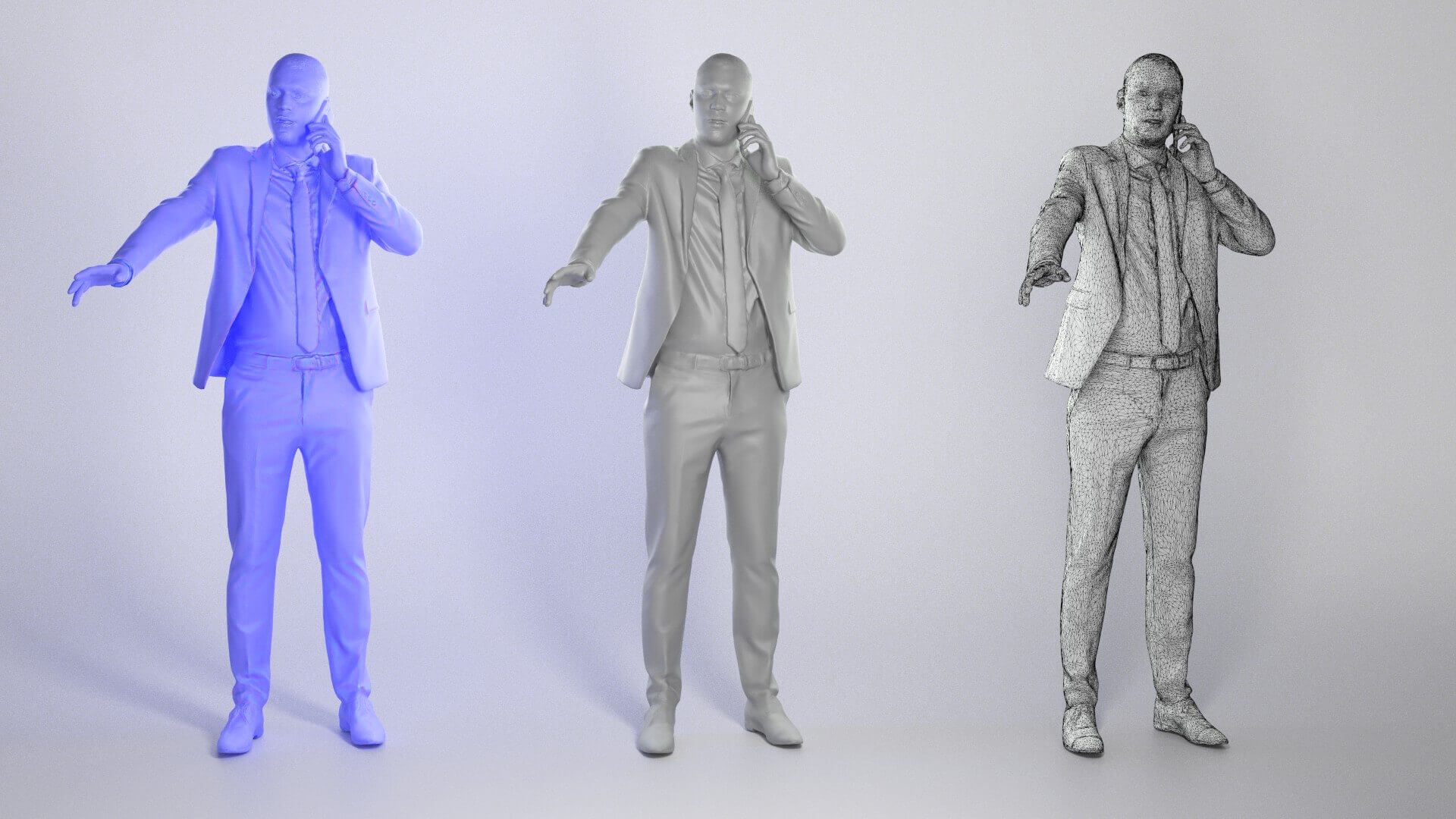 Young Man In Black Suit Talking On Mobile Phone 257 - 3D Model by ...