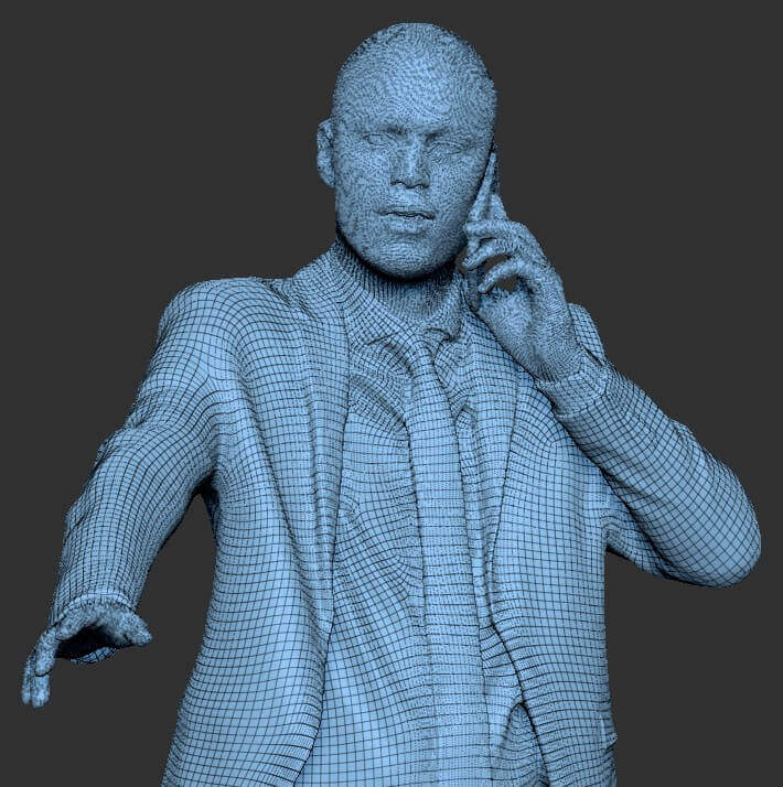 Young Man In Black Suit Talking On Mobile Phone 257 - 3D Model by ...